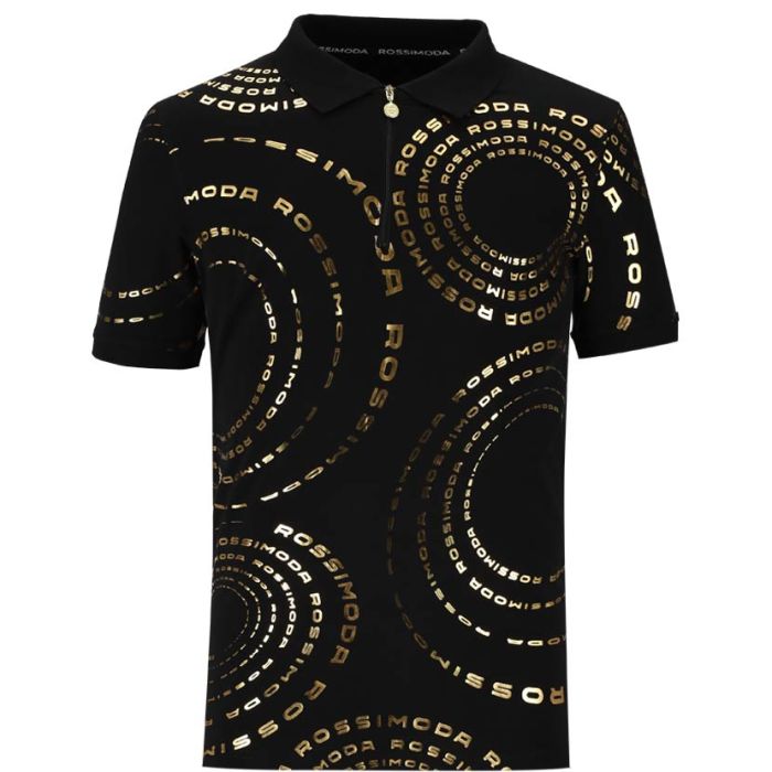 Rossimoda Santiago Polo Mens Black/Gold | Stylish Polo Shirt | Skipperbar